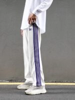 White Butterfly Striped Track Pants | Jungkook - BTS - Fashion Chingu