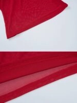 Red Mesh Floral Bust Sling Top | Daniela - KATSEYE - Fashion Chingu