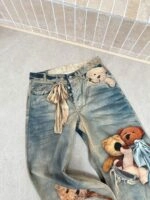 Blue Teddy Bears Printed Jeans | Jeongin - Stray Kids - Fashion Chingu