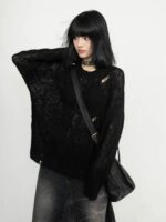 Black Ripped Style See-Through Sweater | Hyunjin - Stray Kids - Fashion ...