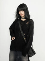 Black Ripped Style See-Through Sweater | Hyunjin - Stray Kids - Fashion ...