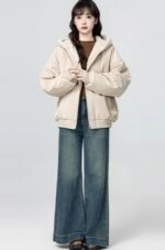 Fleece Lined Hooded Faux Leather Jacket - Fashion Chingu