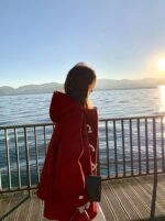 Korean Style Hooded Red Slim Fit Coat - Fashion Chingu