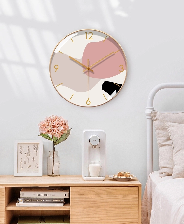 Pink and Neutral Print Clock with Gold Frame | The Other Aesthetic