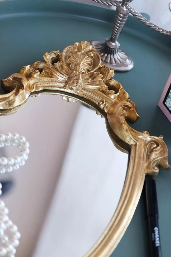 Shield-Shaped Mirror with Gold Embellishment | The Other Aesthetic