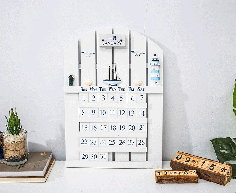 Wooden Ocean-Themed Wall-Hanged Calendar | The Other Aesthetic