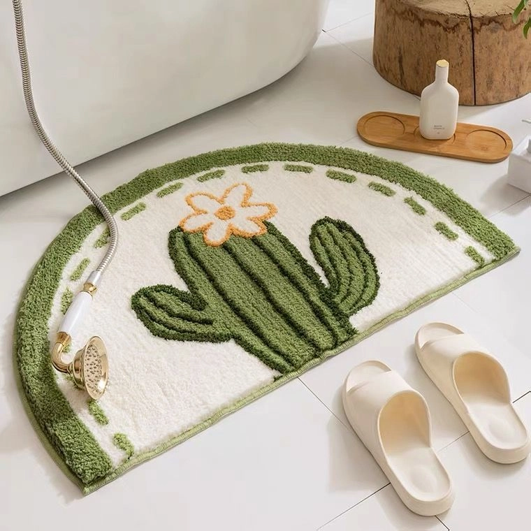 Semicircle Rug with Cactus Design | The Other Aesthetic