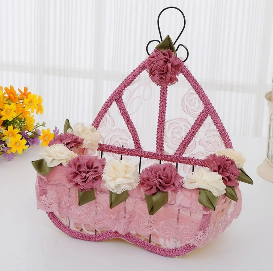 Vintage Inverted Heart-Shaped Basket with Roses | The Other Aesthetic